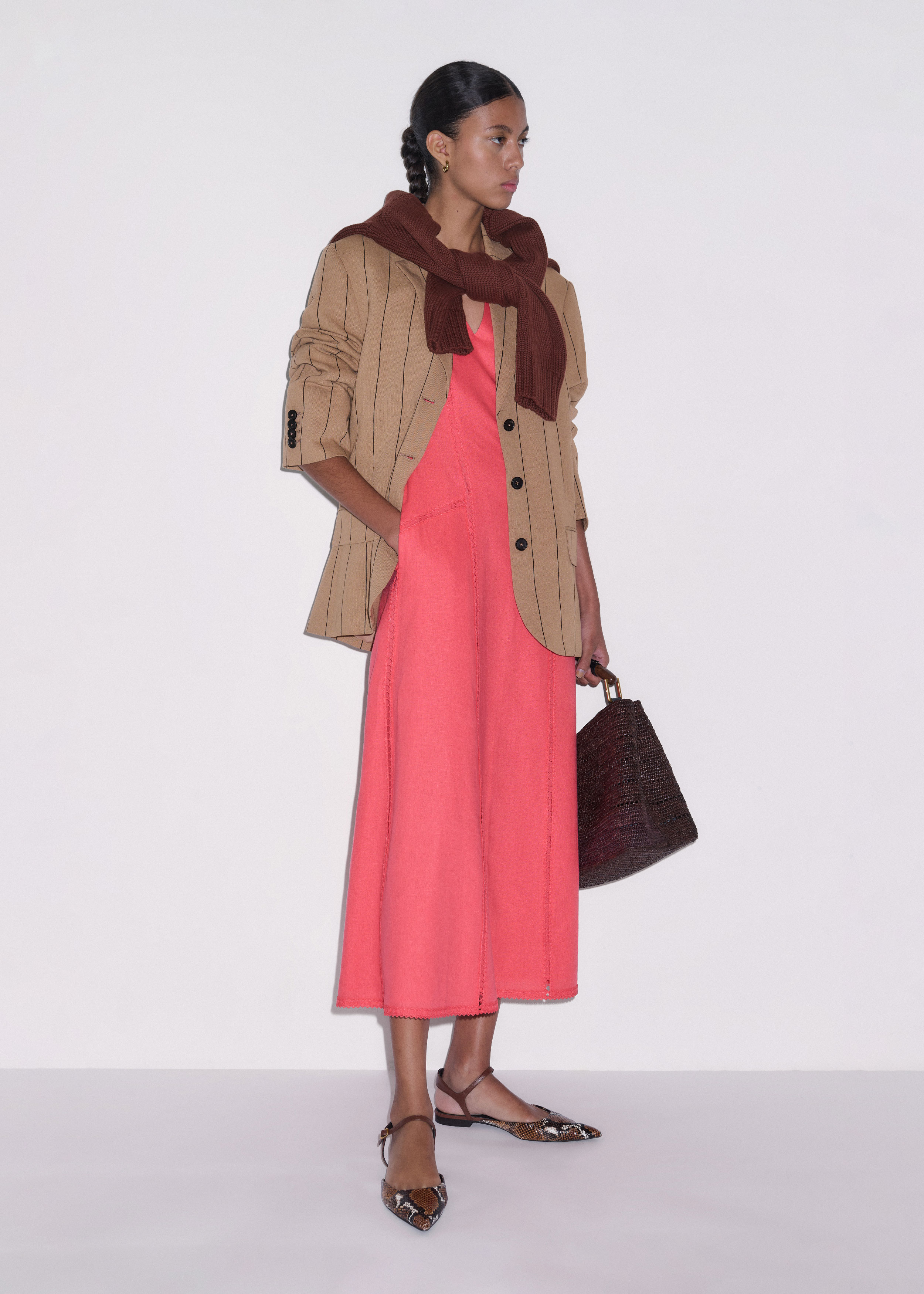 ME+EM Crease-Less Linen Embroidered Maxi Dress